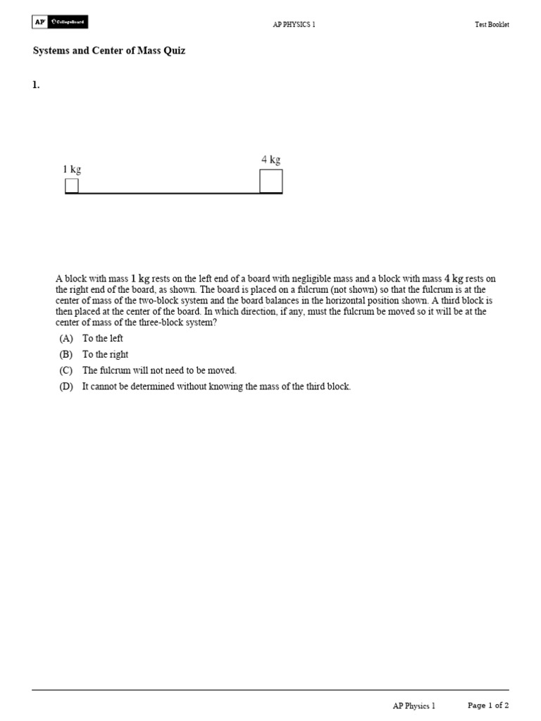 TB SystemsandCenterofMassQuiz 68f0e334ddaaa8.68f0e335c66e05.63667090 | PDF