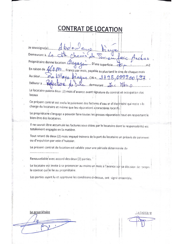 Contrat de Location | PDF