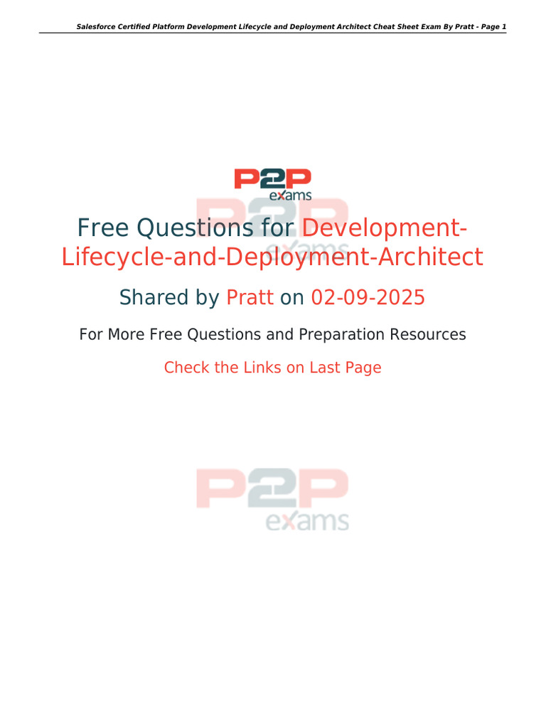 Salesforce Certified Platform Development Lifecycle and Deployment Architect Cheat Sheet Exam by ...