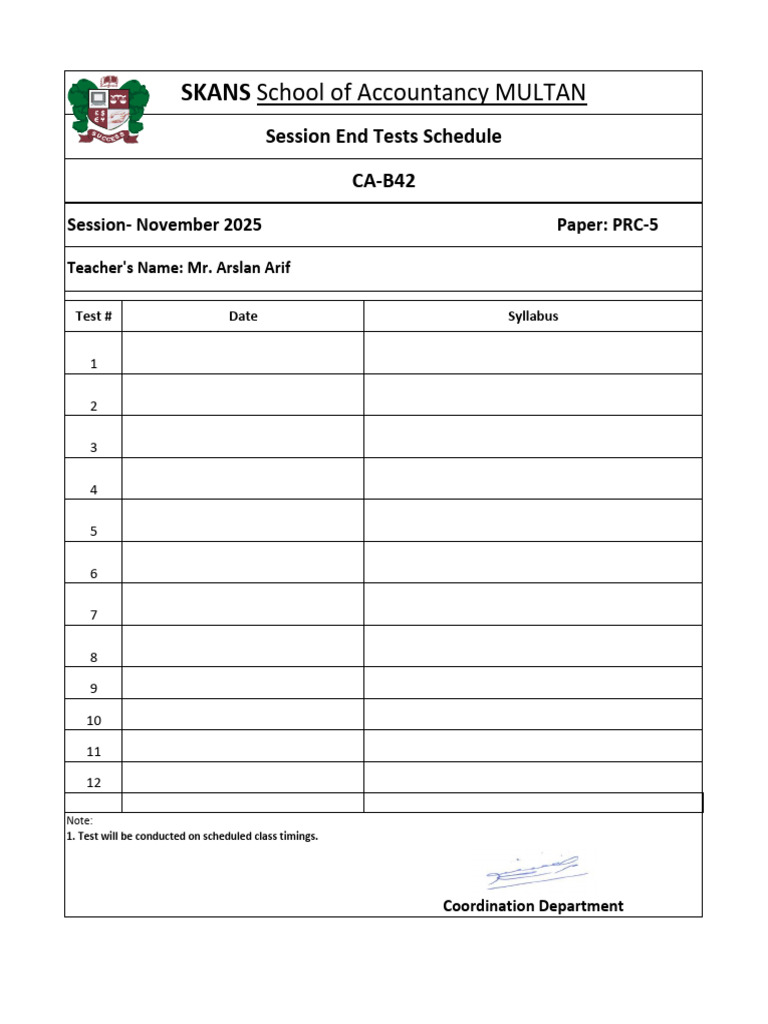 PRC-5 B42 SETs Schedule | PDF