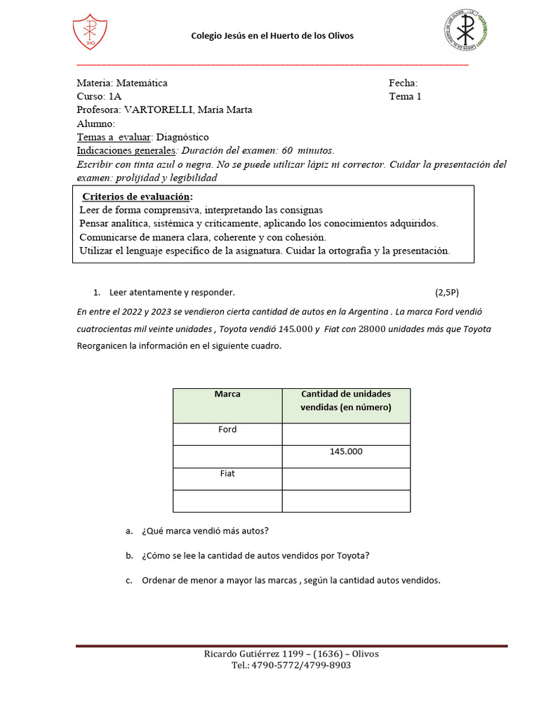 1A Diagnóstico | PDF | Triángulo | Rectángulo