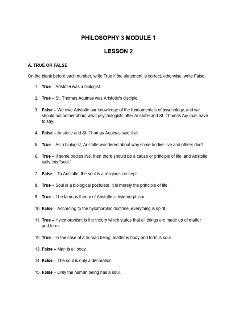 Philosophy 3 Module 1 (Lesson 2) - Lopez, Mateo Diego | PDF | Truth | Soul