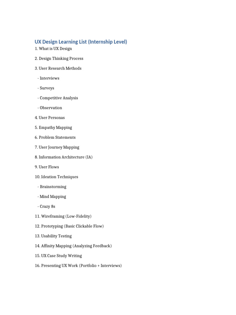 UX Design Learning List | PDF