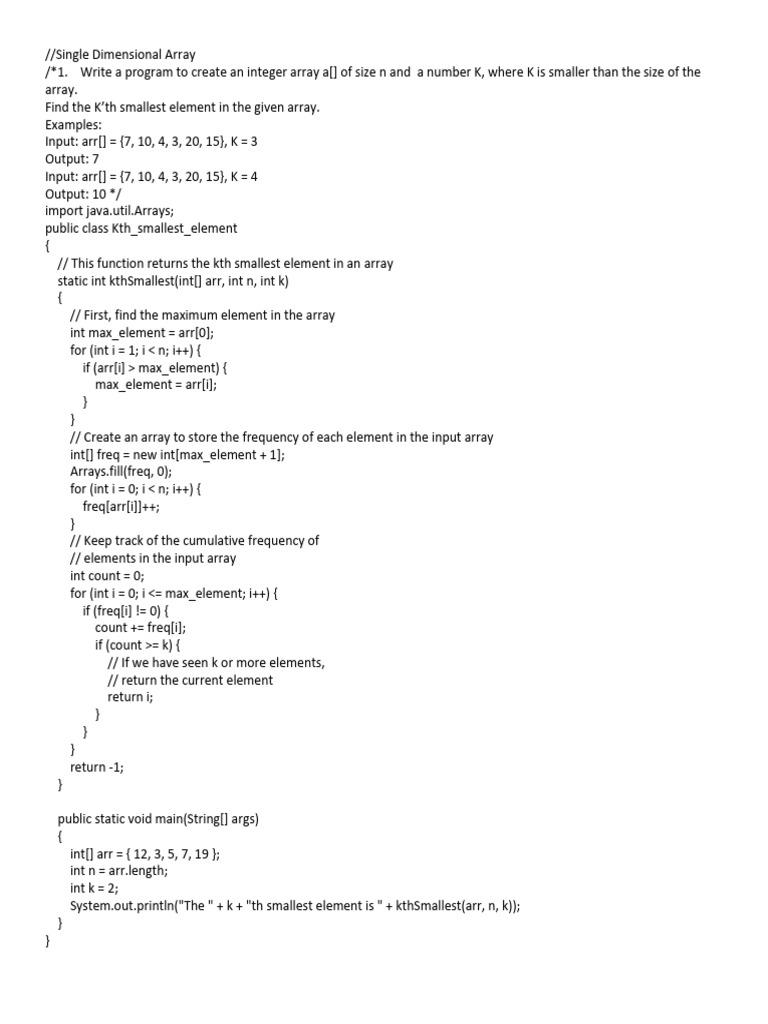 Single Dimensional Array Project Solution 2025-2026 | PDF | Integer (Computer Science) | Computing