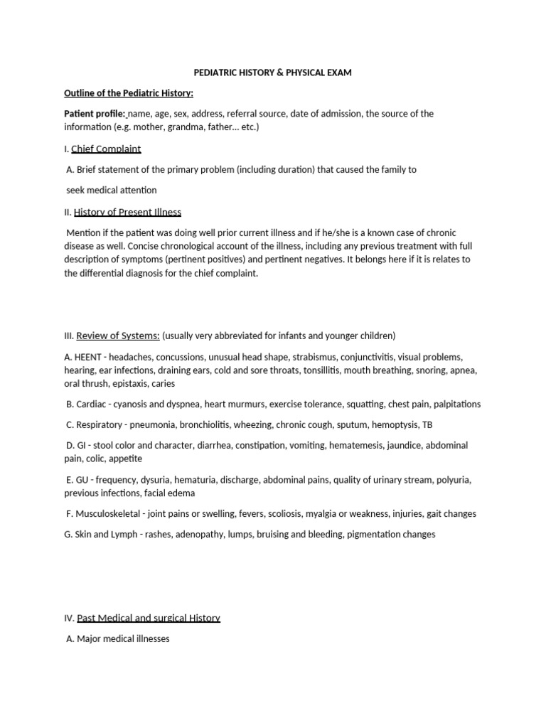 Pediatric History Taking | PDF | Childbirth | Pregnancy