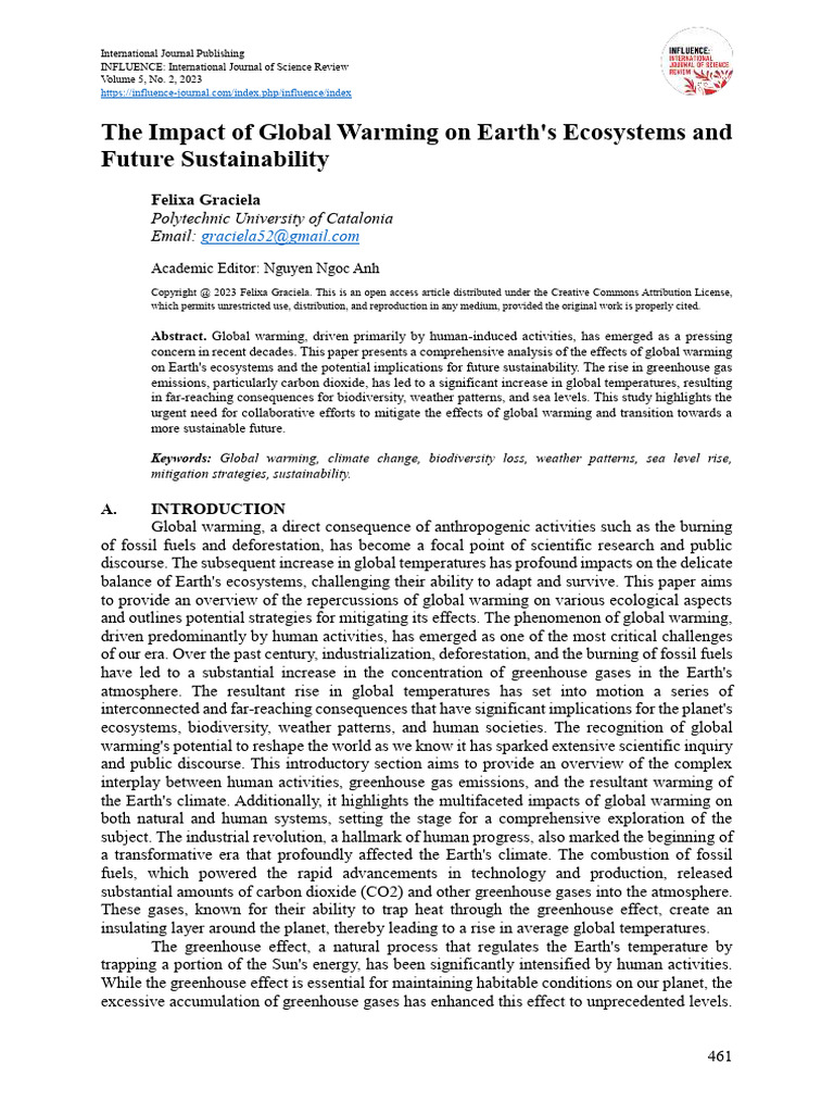 The Impact of Global Warming On Earth's Ecosystems and | PDF | Climate ...