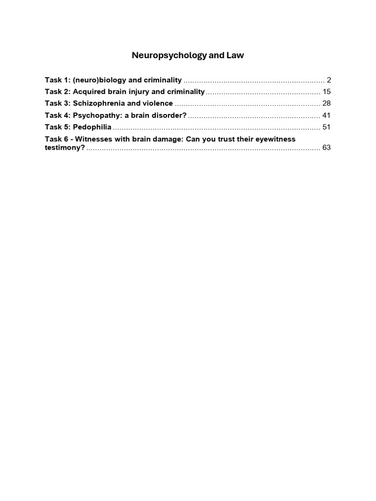 Neuropsychology and Law Course Notes UM FPN | PDF | Psychopathy ...