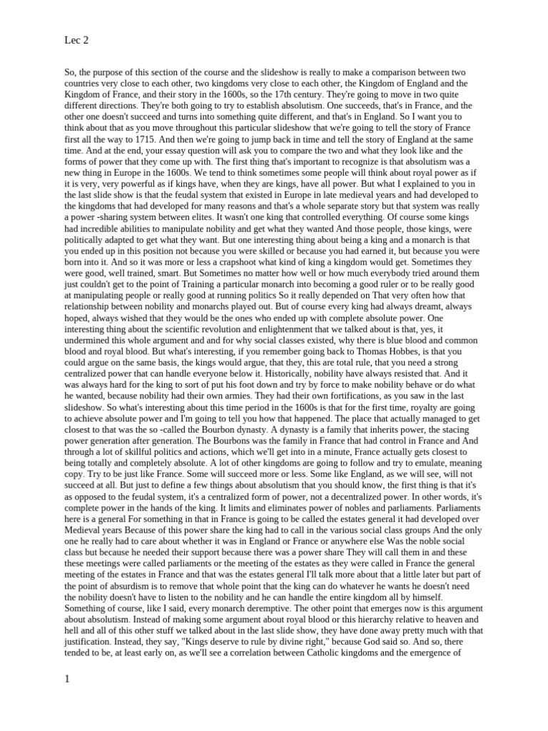 Lecture 2 and Essay Outline | PDF | Palace Of Versailles | English ...