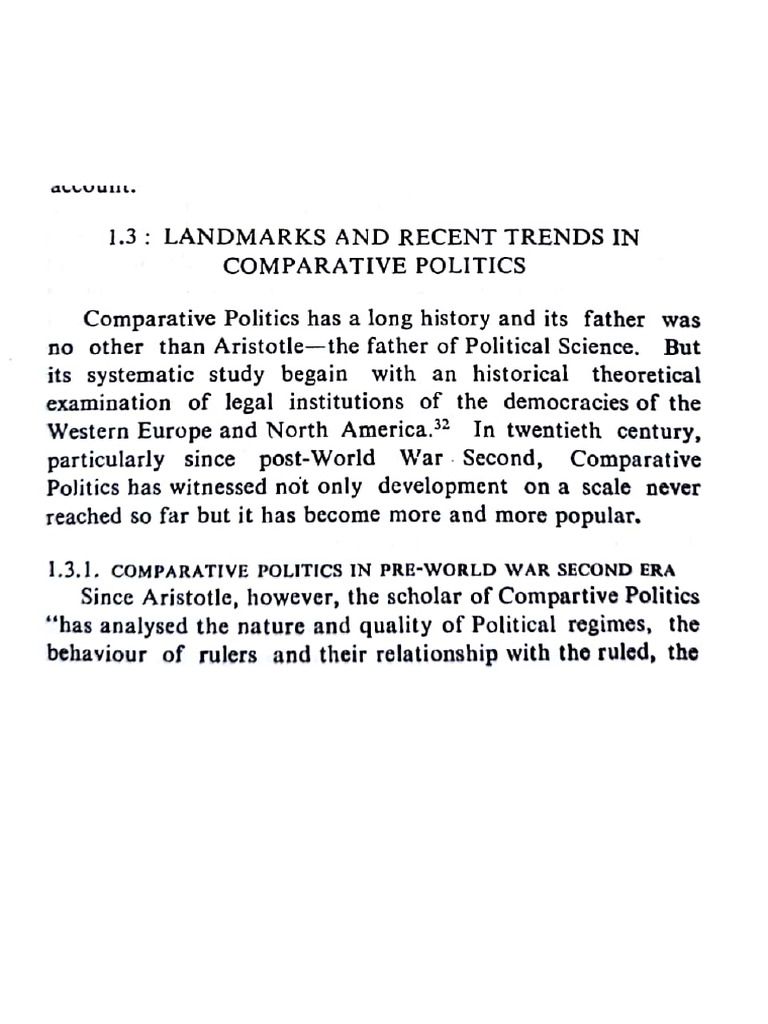 Additional Material On Evolution of Comparative Government and Politics ...