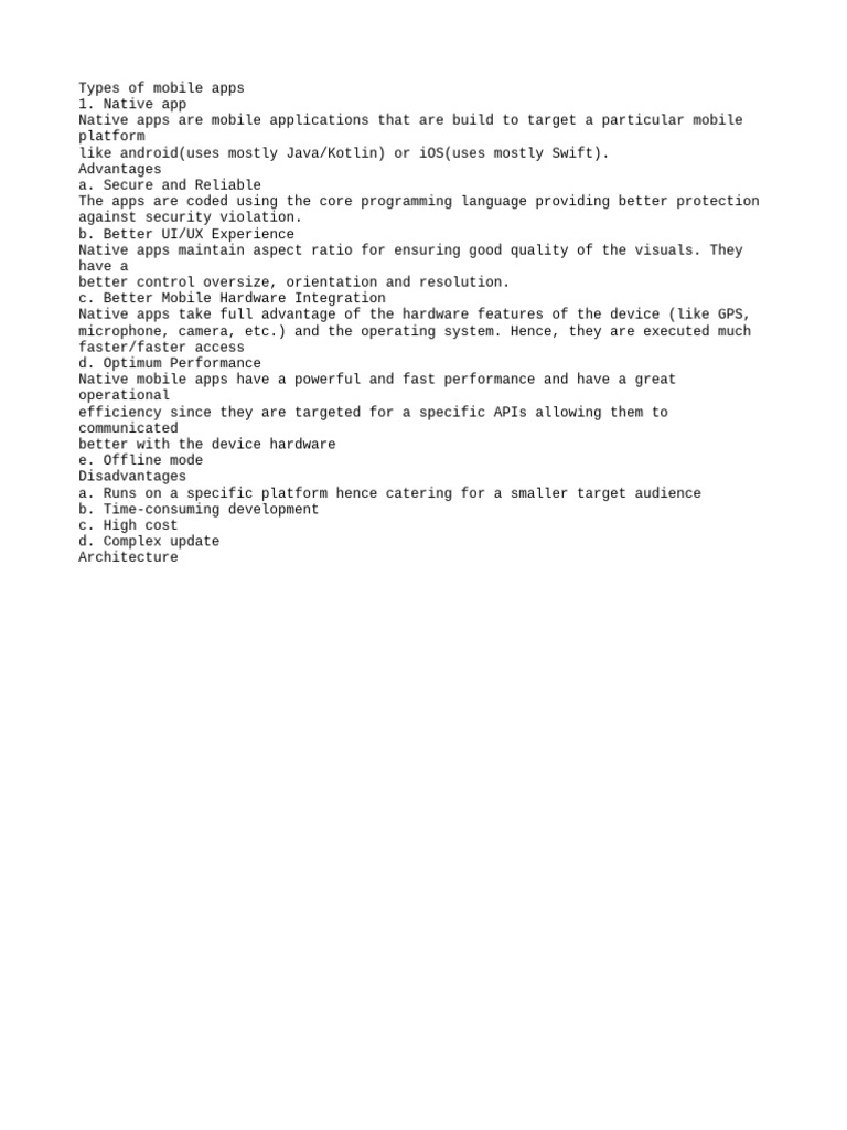 Types of Mobile Application Development | PDF