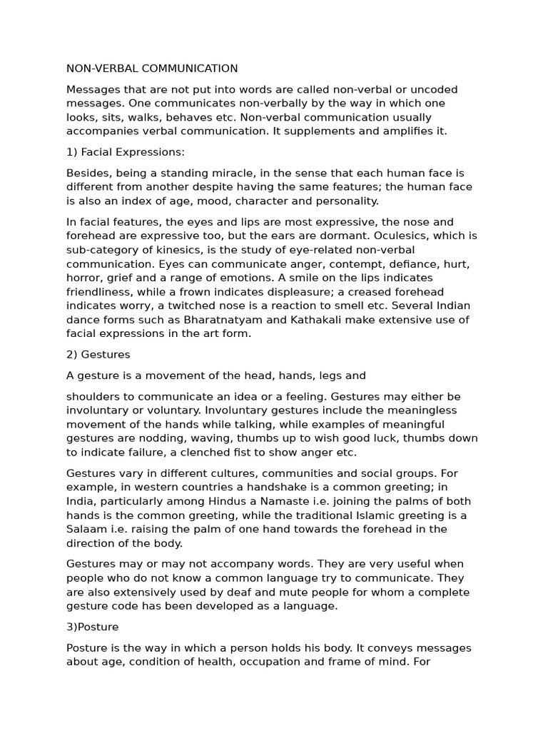 Understanding Non-Verbal Communication | PDF | Nonverbal Communication ...