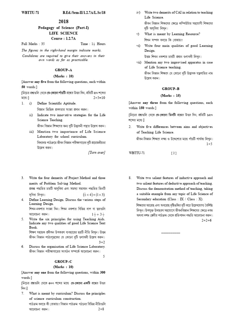 Pedagogy of Science - Life Science (Part-1) - 1.2.7A | PDF | Science ...
