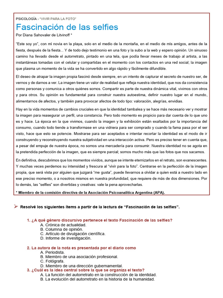 La Psicología Detrás de las Selfies | PDF | Selfie
