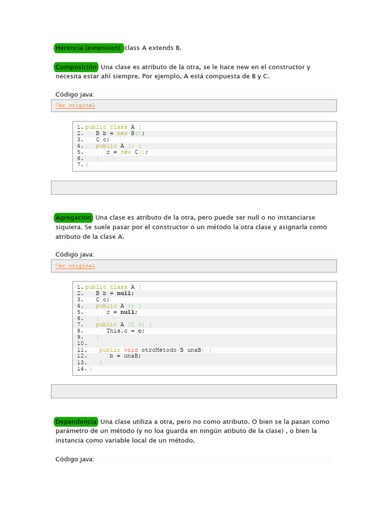 Herencia, Composición y Agregación en Java | PDF