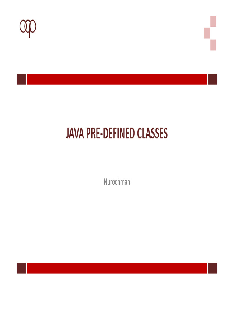 Java Predefined Classes Overview | PDF | String (Computer Science) | Constructor (Object ...