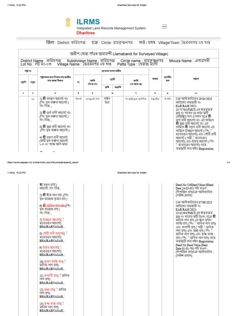 Dharitree Services For Citizen | PDF