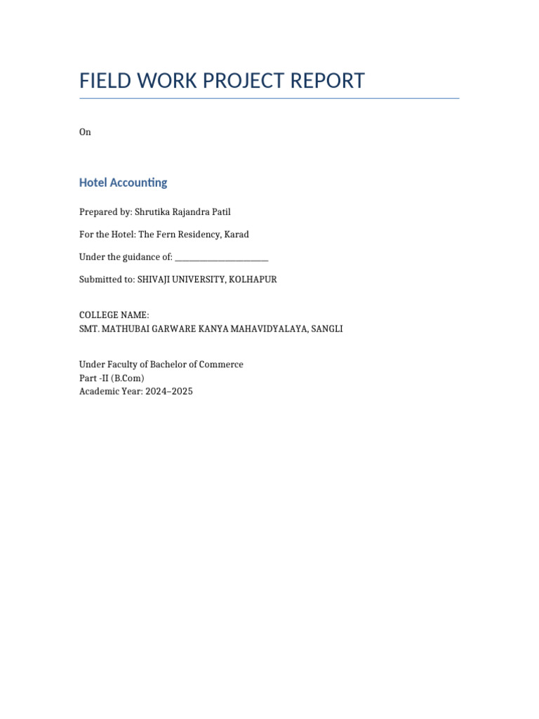 Hotel Accounting Case Study Report | PDF | Expense | Income Statement