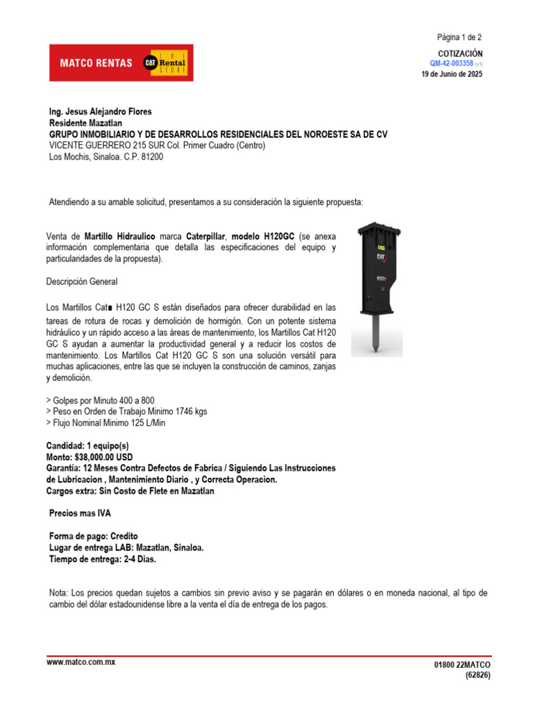 Qm-42-003358 - h120gc - Grupo Inmobiliario y de | PDF | Economias