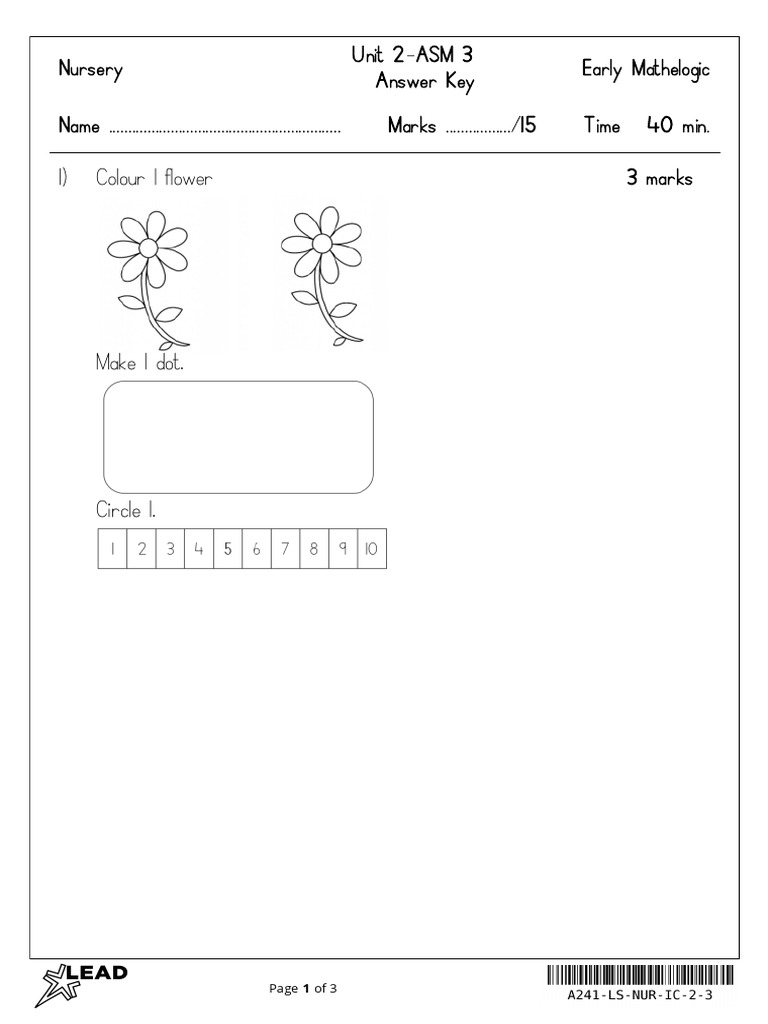 Nursery Integrated Curriculum ASM-3 AnswerKey 6632 | PDF