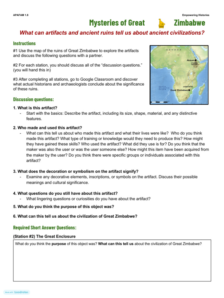 APAFAM Topic 1.8 Handout Artifacts and Architecture From Great Zimbabwe ...