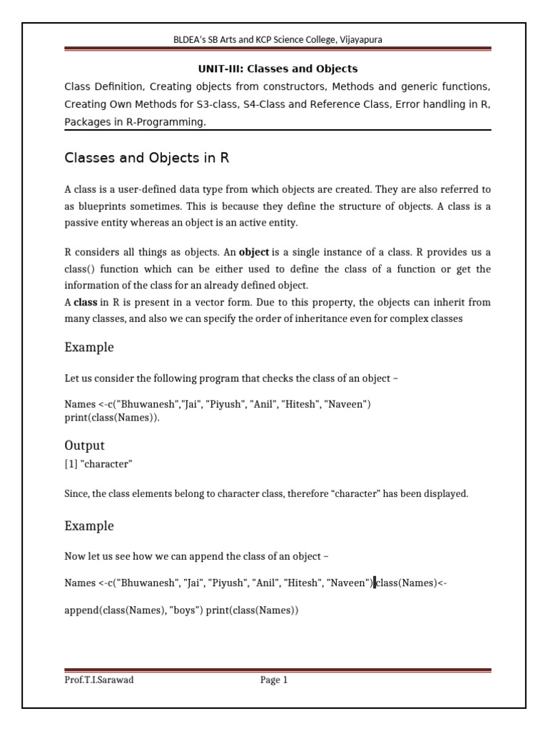 UNIT - 3 - Classes and Objects | PDF | Class (Computer Programming ...