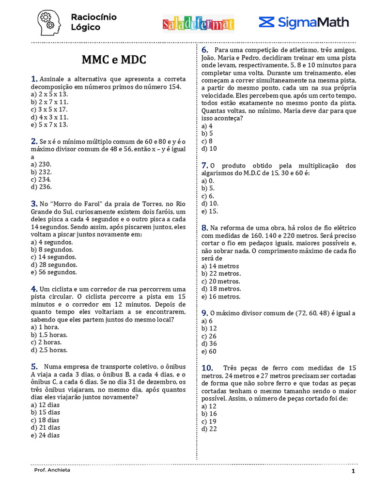 Lista 2 - MMC MDC Fracoes | PDF