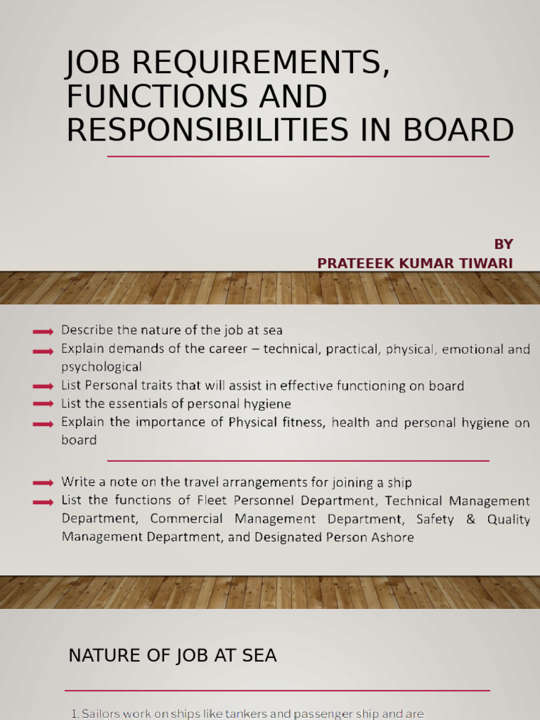 Seafarer Job Requirements and Skills | PDF | Sailor | Physical Fitness