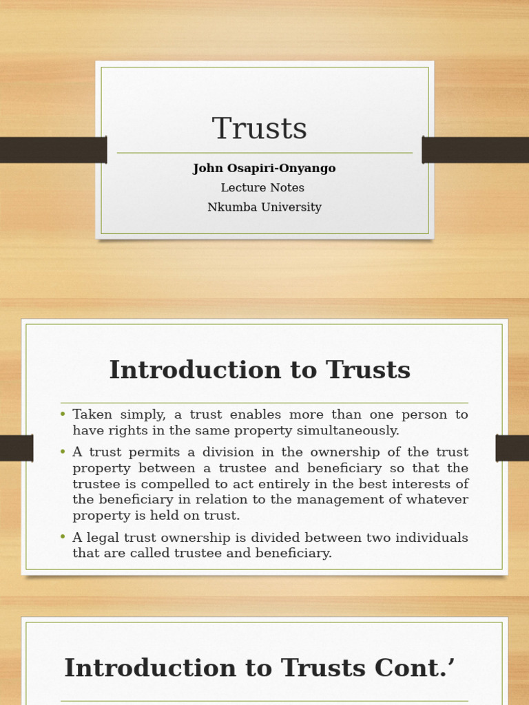 Understanding Trusts: Key Concepts Explained | PDF | Law Of Agency ...