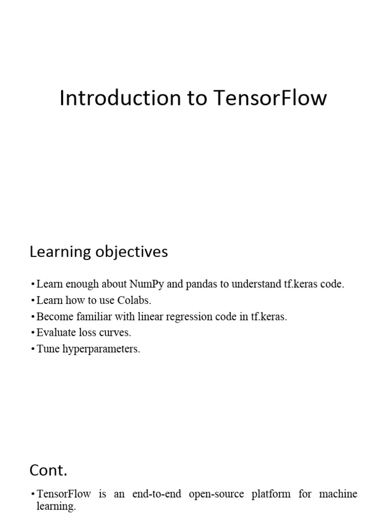 Introduction To Tensorflow | PDF | Machine Learning | Applied Mathematics
