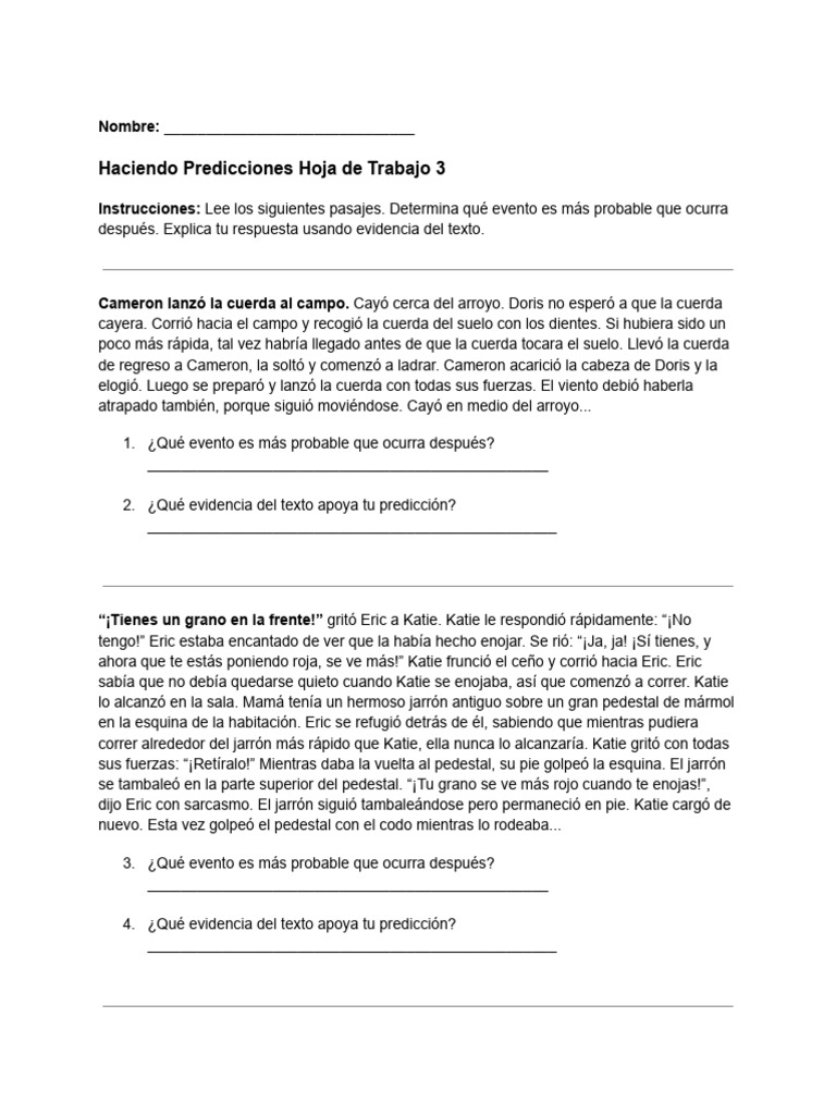 Making Predictions Spanish | PDF