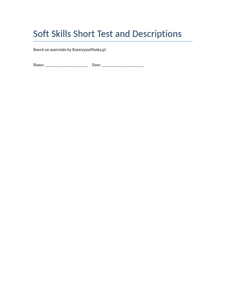 Soft Skills Test and Descriptions English PRINT | PDF | Leadership ...