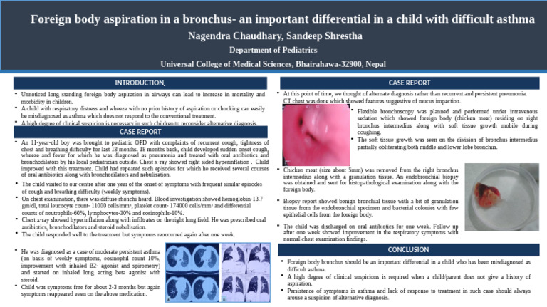 Eposter Foreignbody Final | PDF | Asthma | Cough
