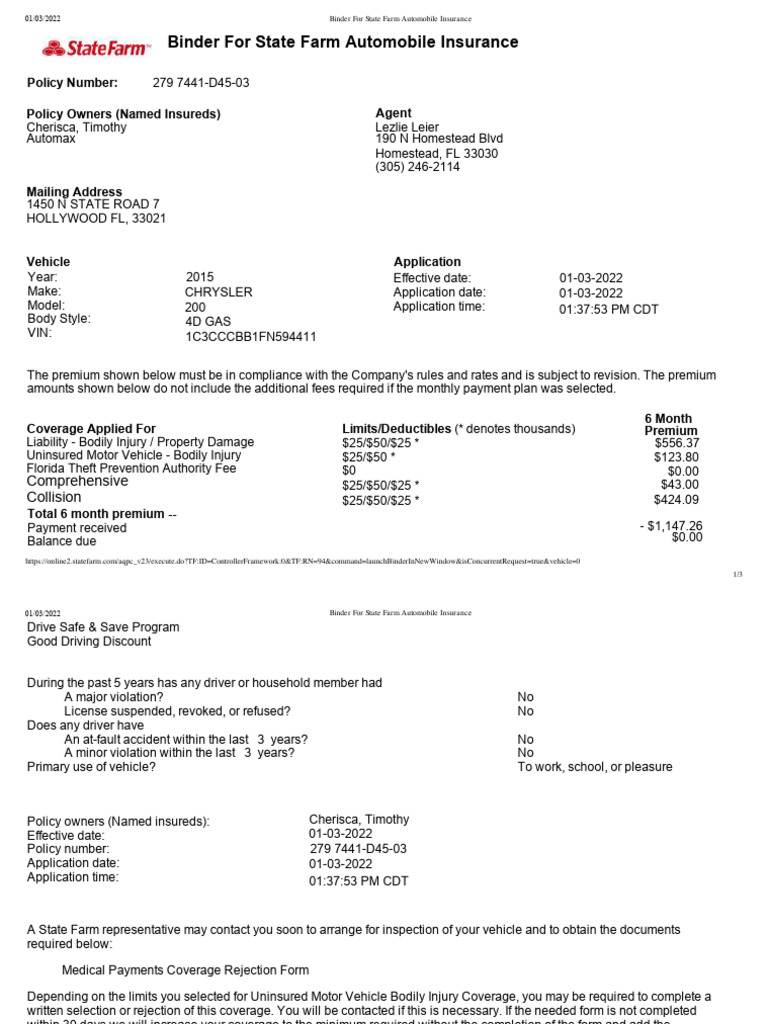 State Farm Insurance Card - Compressed - 2 | PDF | Vehicle Insurance ...