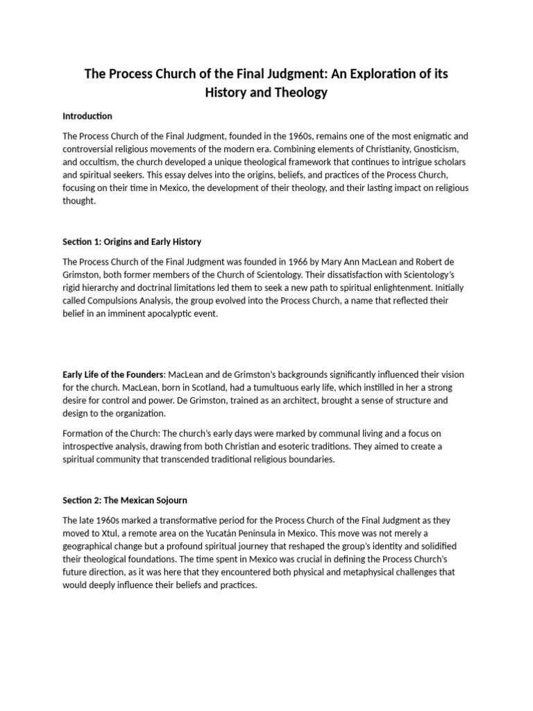 Process Church: Origins and Xtul Journey | PDF | Divinity | Spirituality