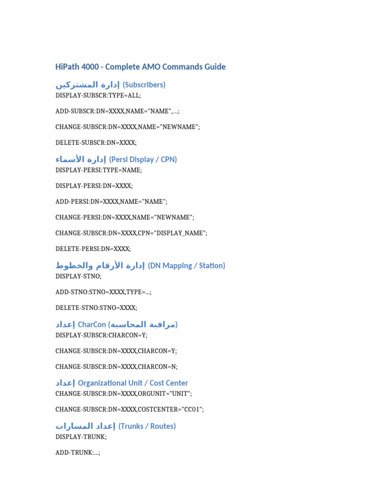 Hipath4000 Commands | PDF