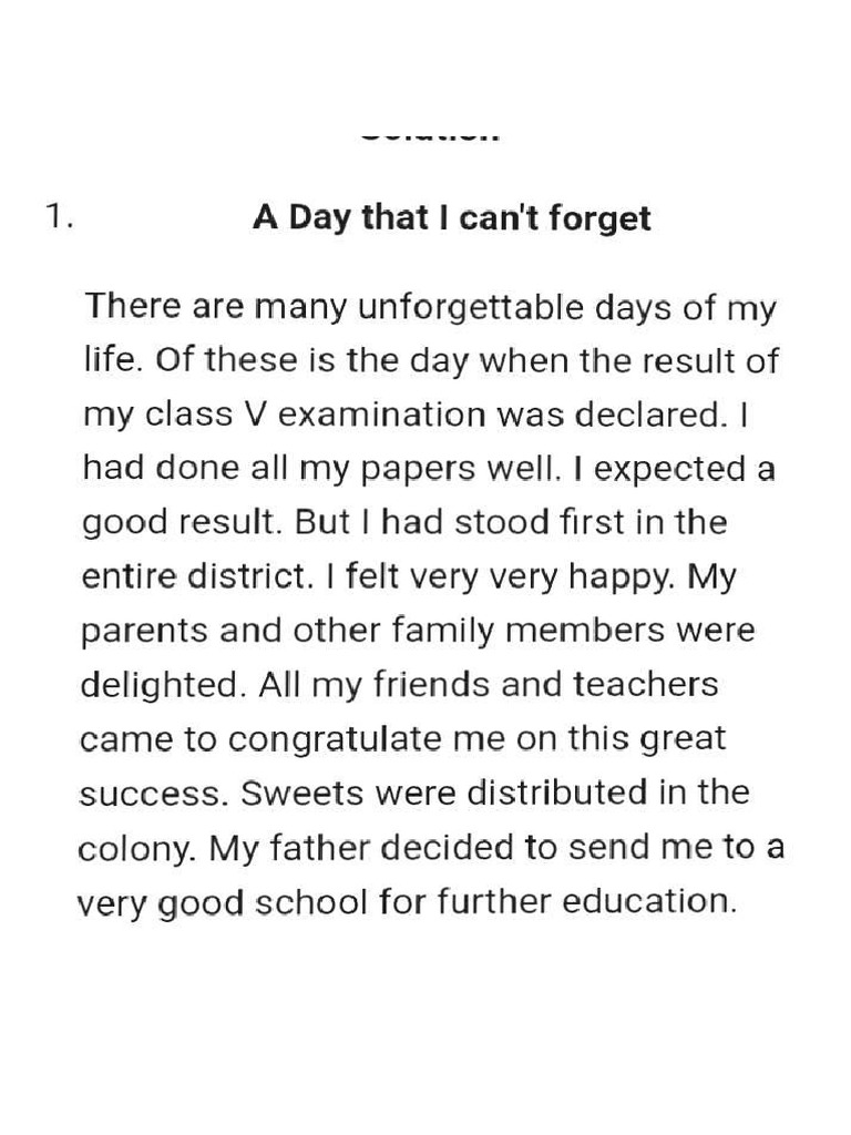 Paragraph Writing For Class 7 TH | PDF