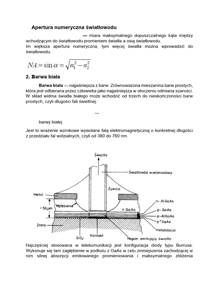 Opracowanie Optoelektronika | PDF