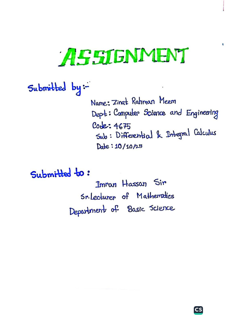 Math Assignment 01 | PDF
