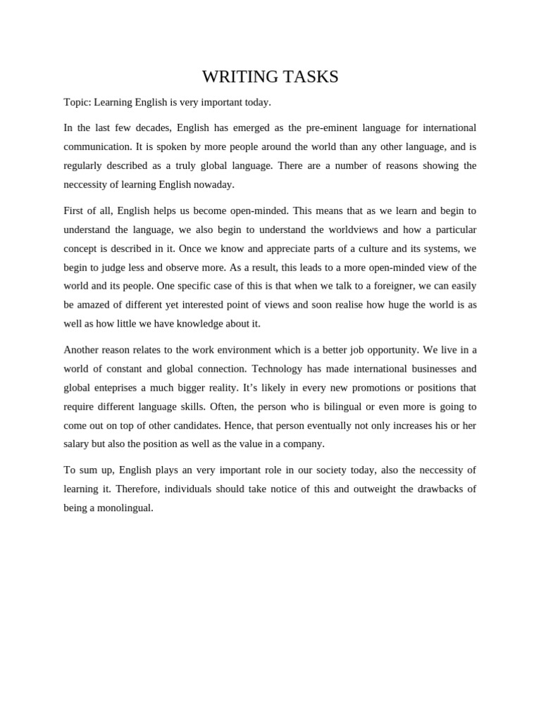Learning English is Very Important Today. | PDF