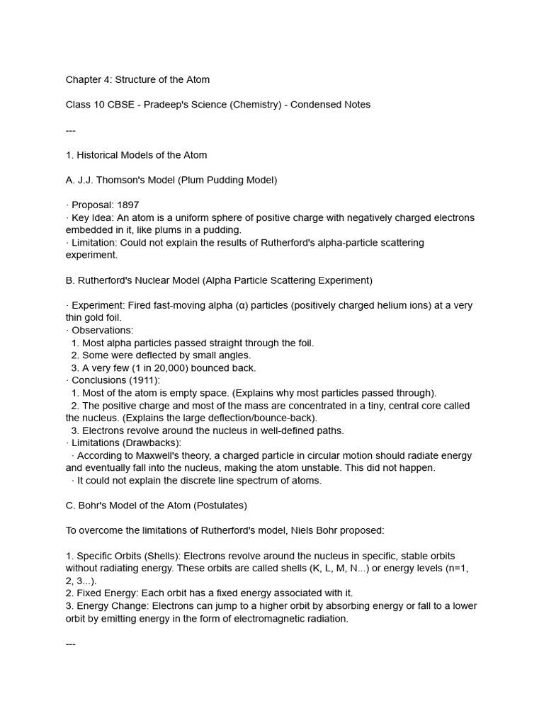 Chapter 4 - Structure of The Atom | PDF | Atoms | Atomic Nucleus