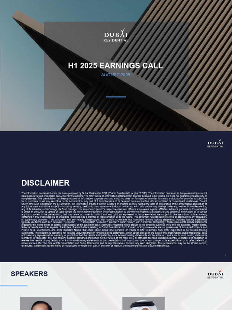Dubai Residential Investor Presentation 07082025 VF | PDF | Economies