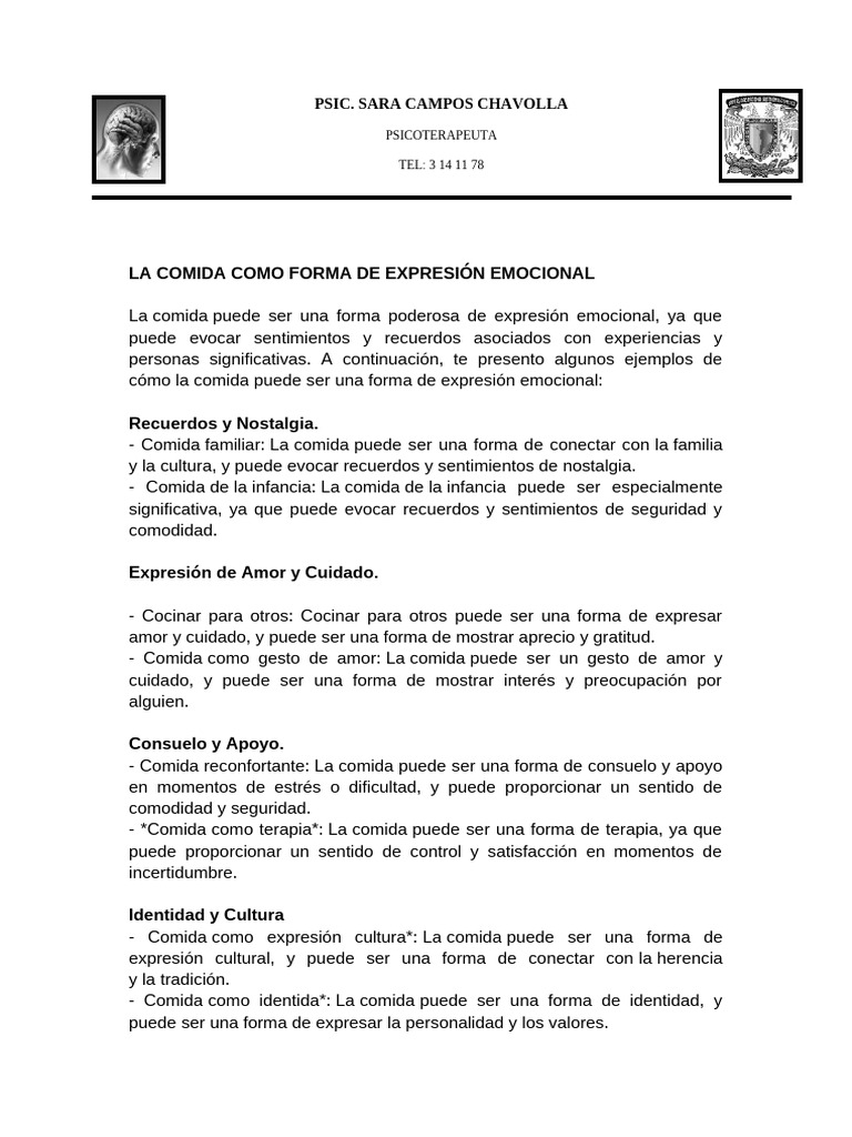 La Comida Pdf