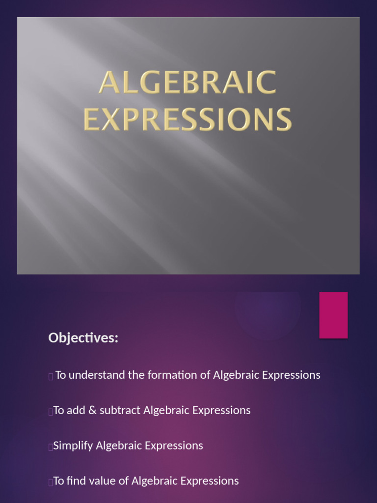 Class 7 Algebraic Expressions | PDF | Factorization | Polynomial