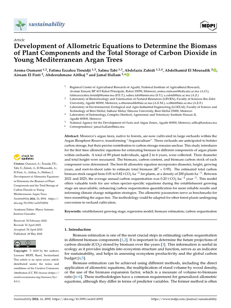 Development of Allometric Equations To Determine T | PDF | Cross ...