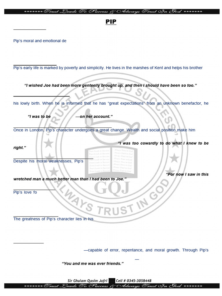 Novel - Great Expectations - Character Skatches | PDF | Great ...