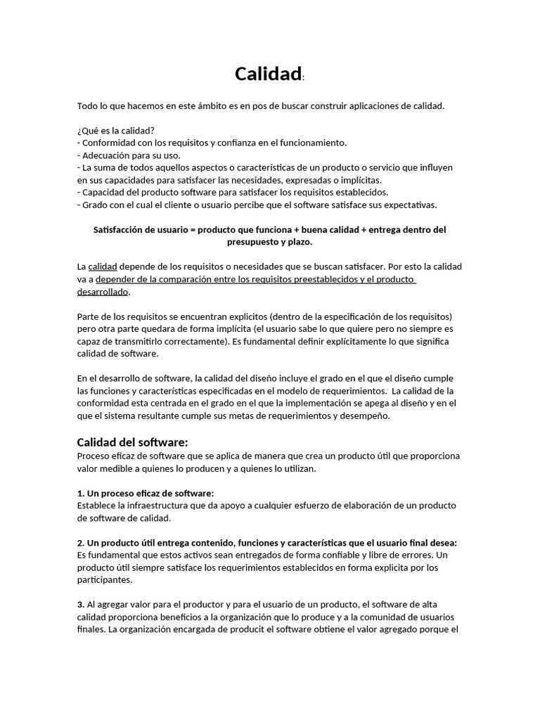 Calidad | PDF | Calidad (comercial) | Software