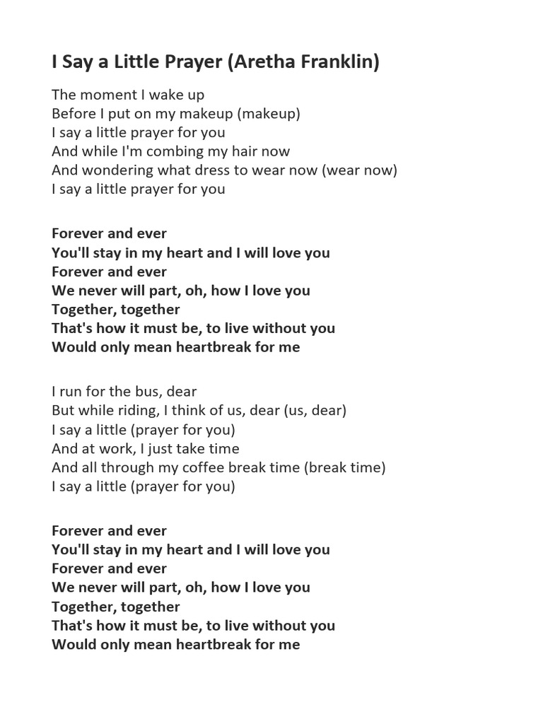 I Say A Little Prayer - Aretha Franklin | PDF