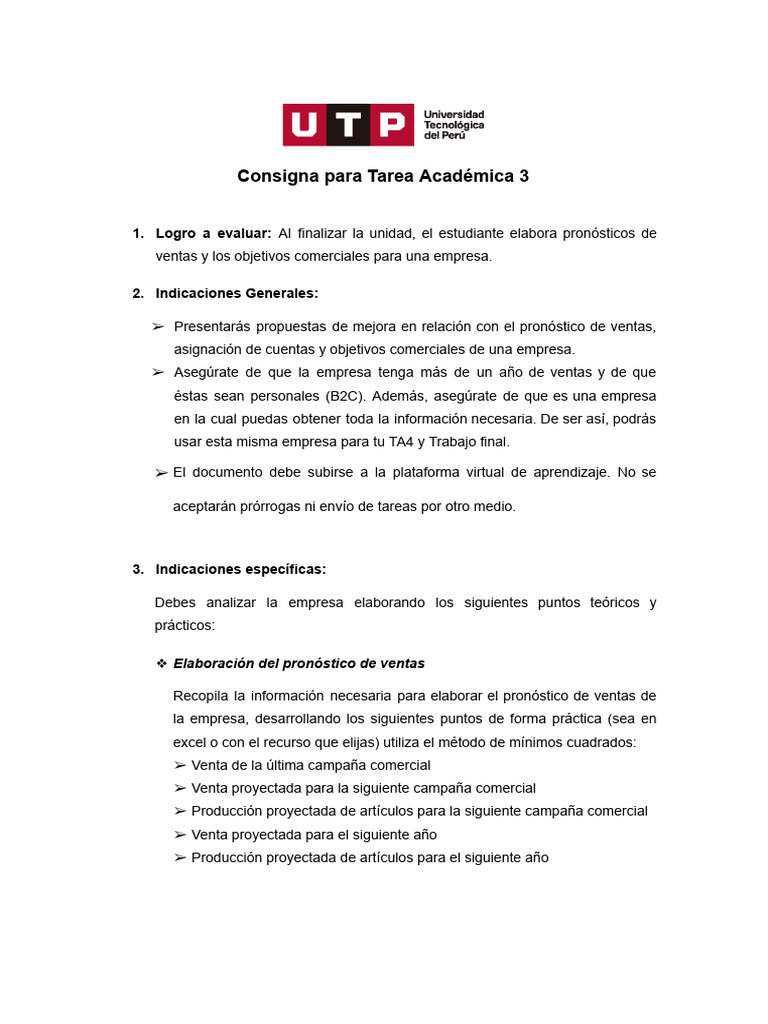 Ta3 Indicaciones y Rúbrica a50n v3 (1) | PDF | Ventas | Aprendizaje