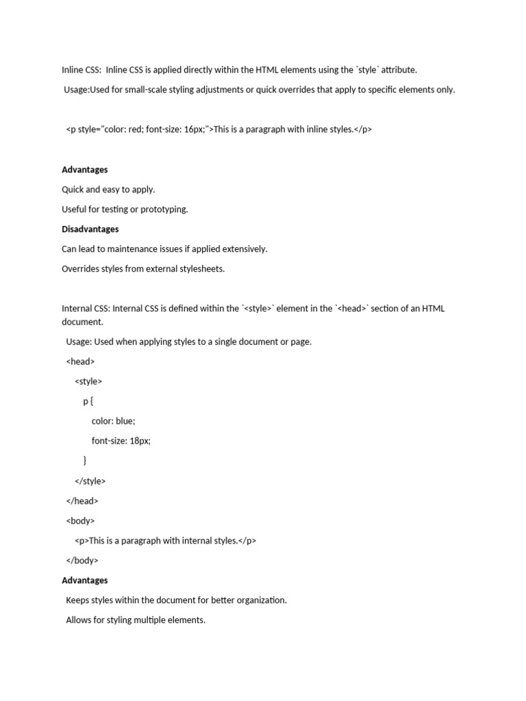 Types of CSS Explained | PDF