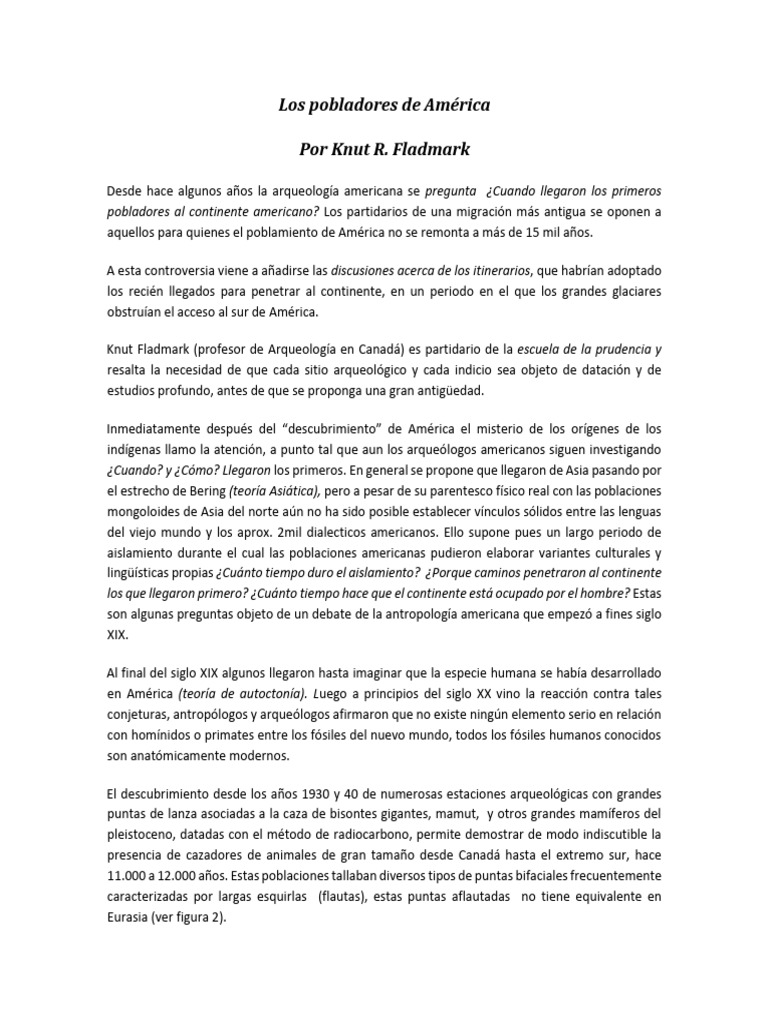 2.1 Fladmark Knut .Los Pobladores de America. Adaptado. | PDF | glaciar ...